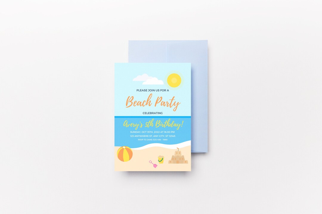 PRICE DROP* Birthday Invitations Template | Modern Fun Beach Party ...