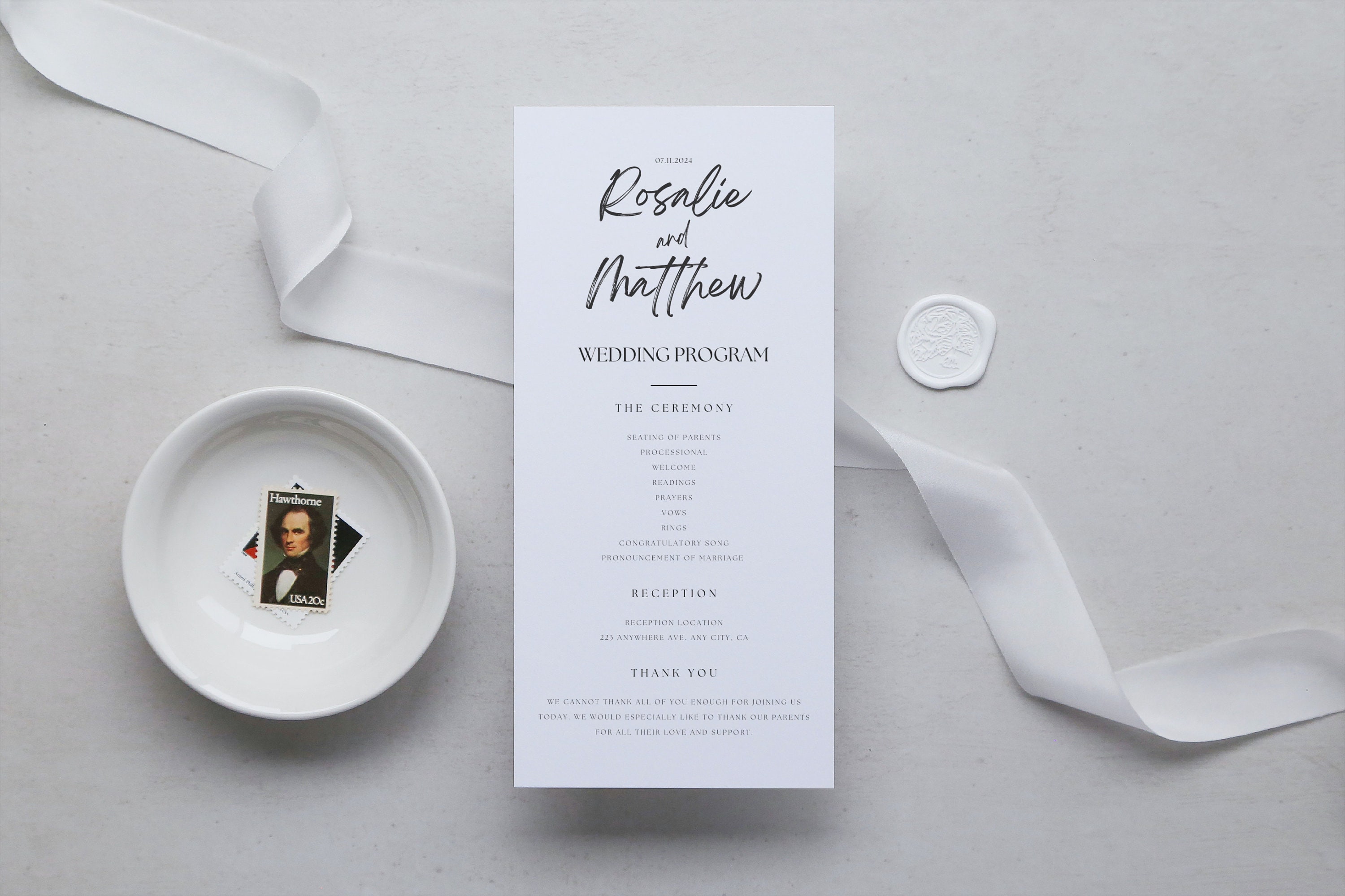 Wedding Program Template Clean Aesthetic Wedding Ceremony Program Flyer Template Simple Elegant ...