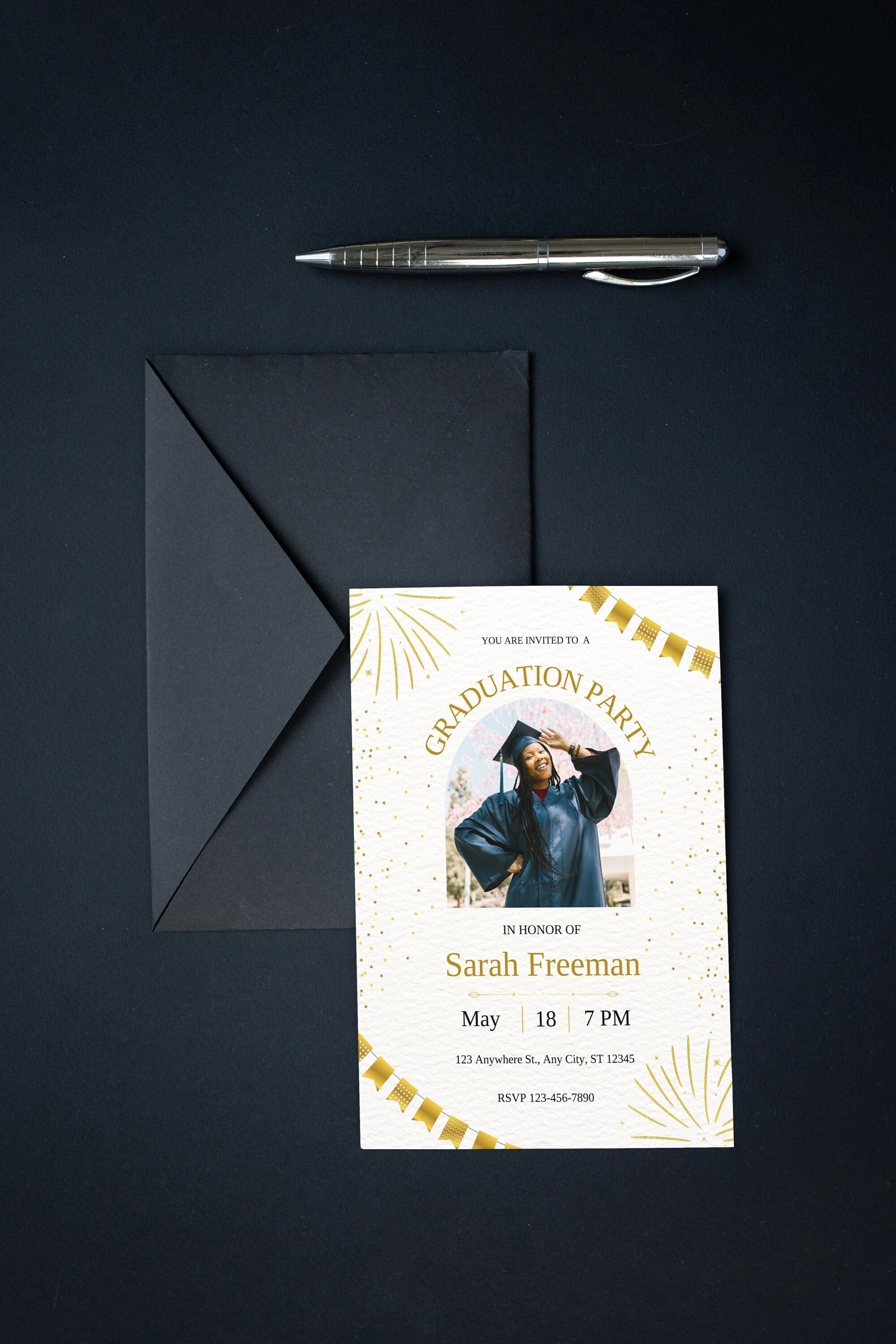 Custom Graduation Party Invitation Template Electronic Gold University ...