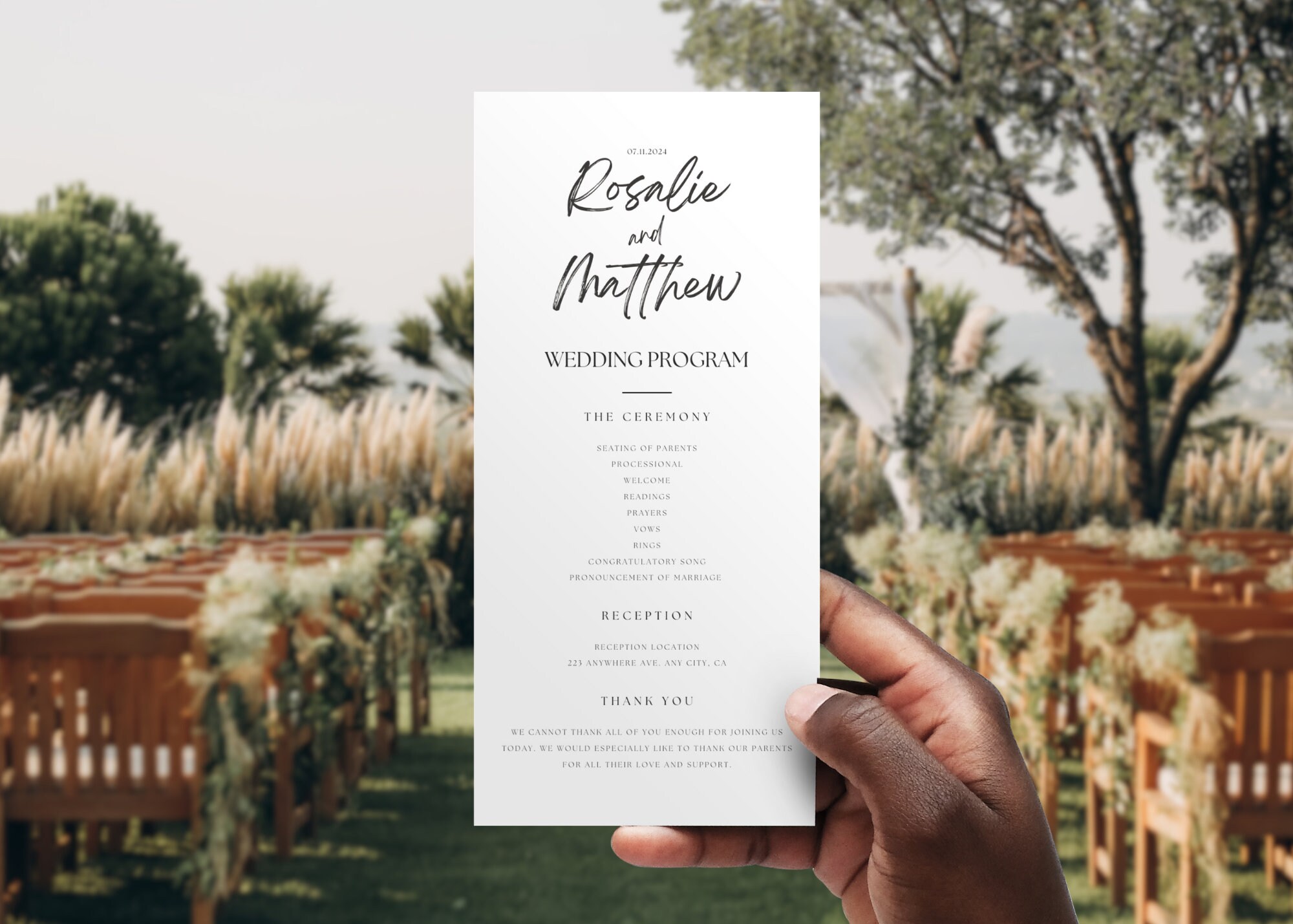 Wedding Program Template Clean Aesthetic Wedding Ceremony Program Flyer Template Simple Elegant ...