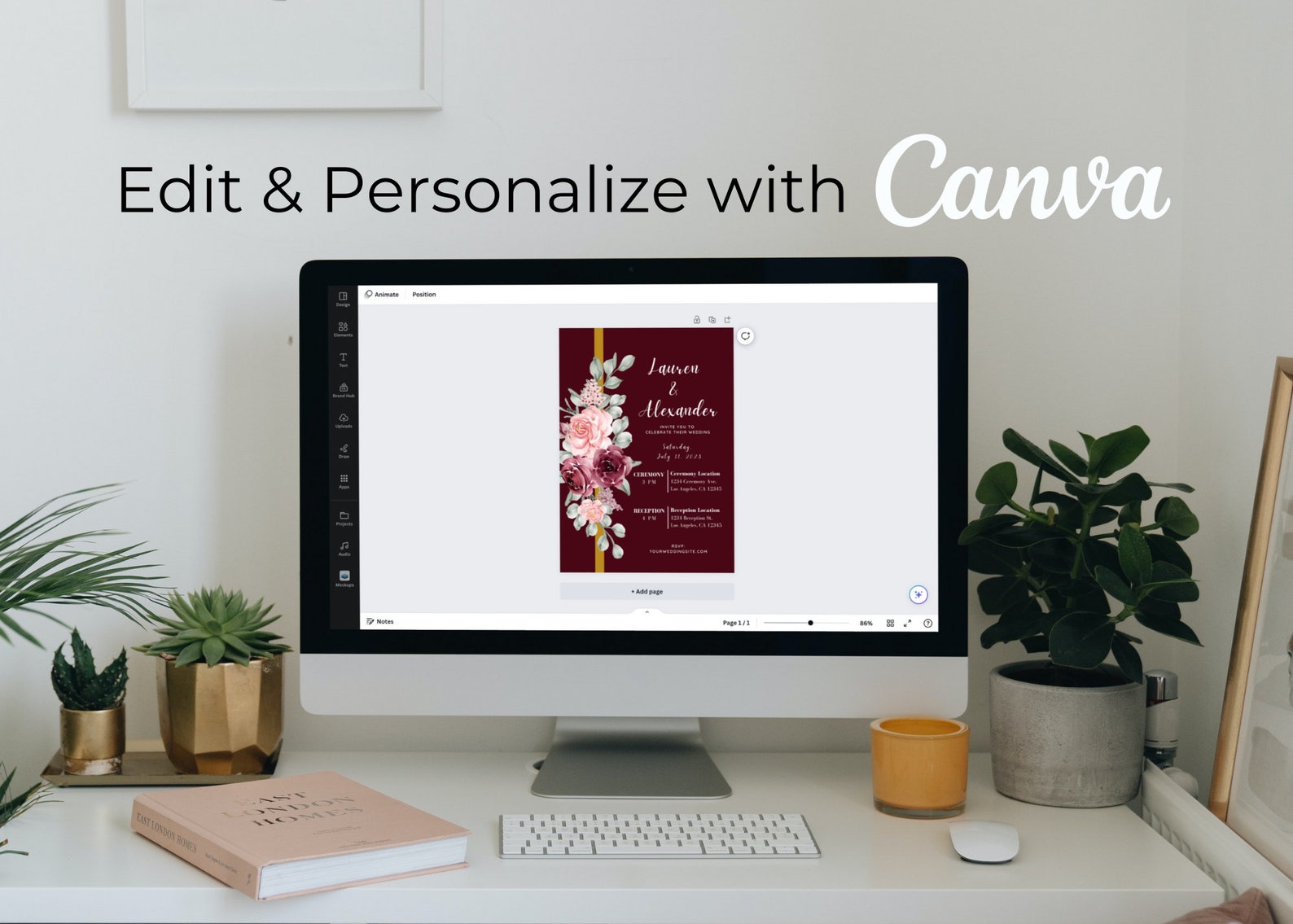 Maroon & Blush Floral Wedding Invitation Suite (digital Download) - Etsy