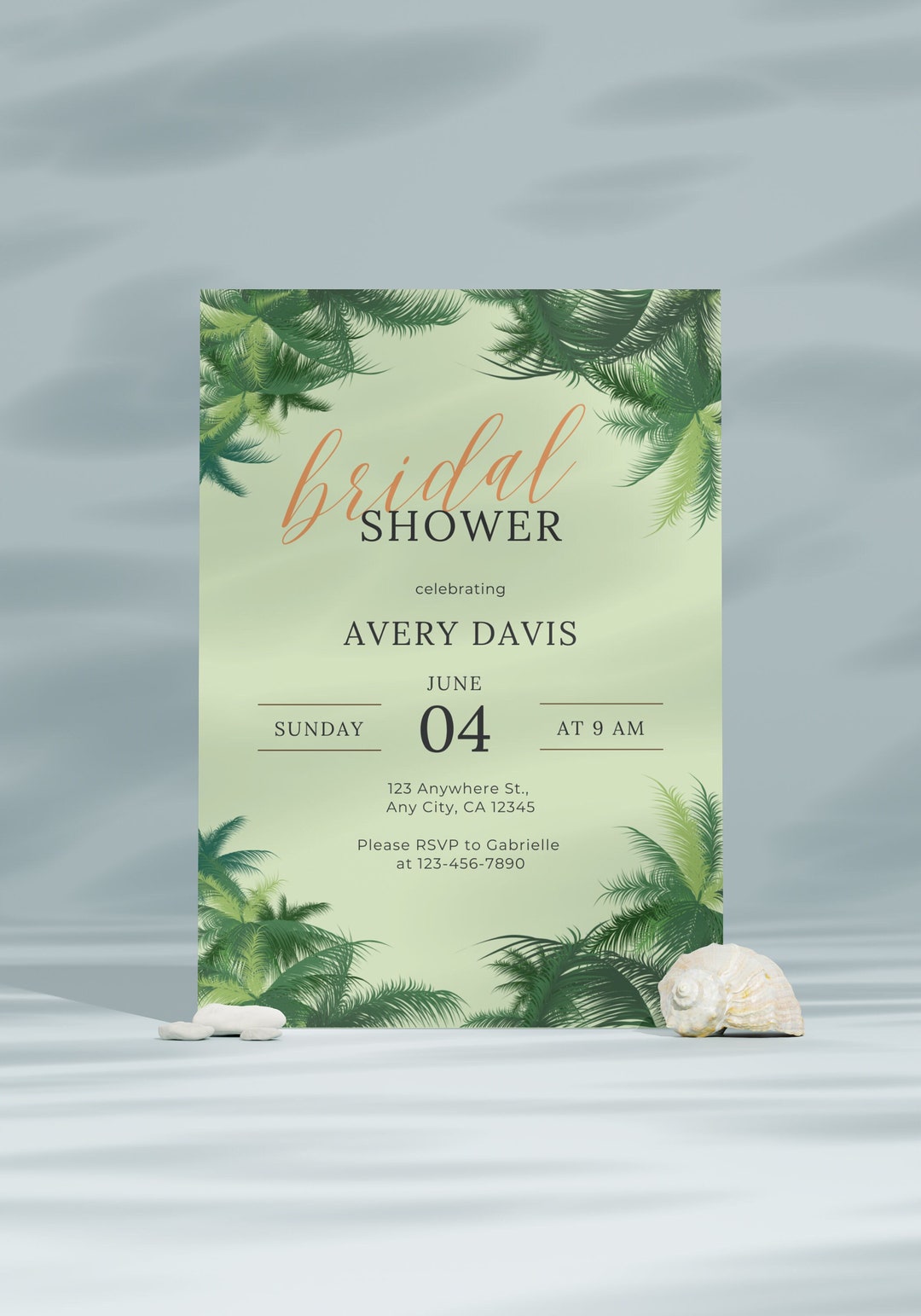 Tropical Bridal Shower Invite Template Island Bridal Shower Invite ...