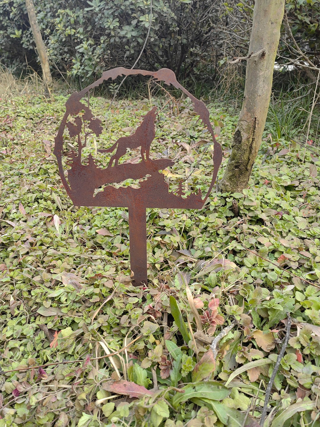 Metal Coyote Sign Rust Art, Coyote Garden Sign Metal Stake, Coyote ...
