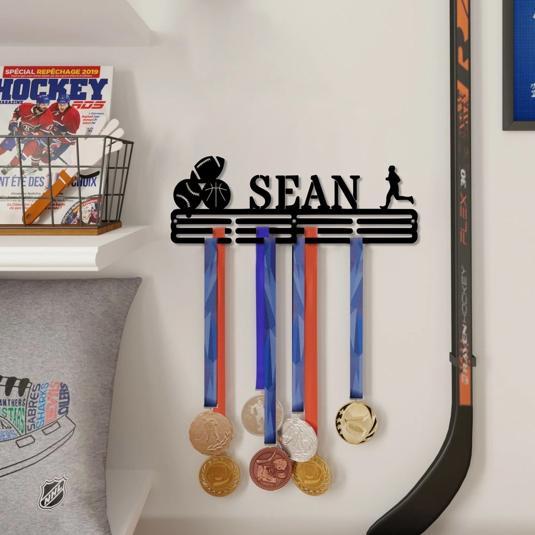 Medal Hanger Holder Display Rack for Awards, Personalized Sports Themed ...