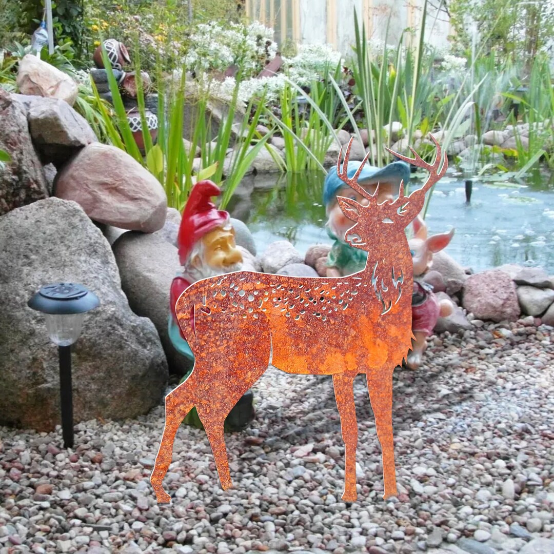 Metal Deer Stag Garden Stake Art, Custom Rustic Metal Deer ...
