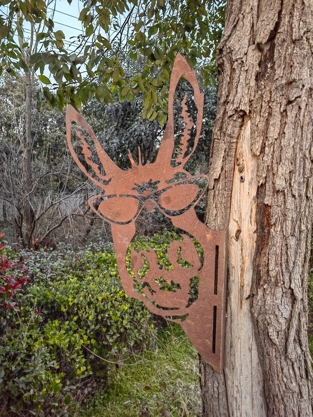 Rusty Funny Donkey Heat Colored Metal Art, Garden Fence Metal Decor ...