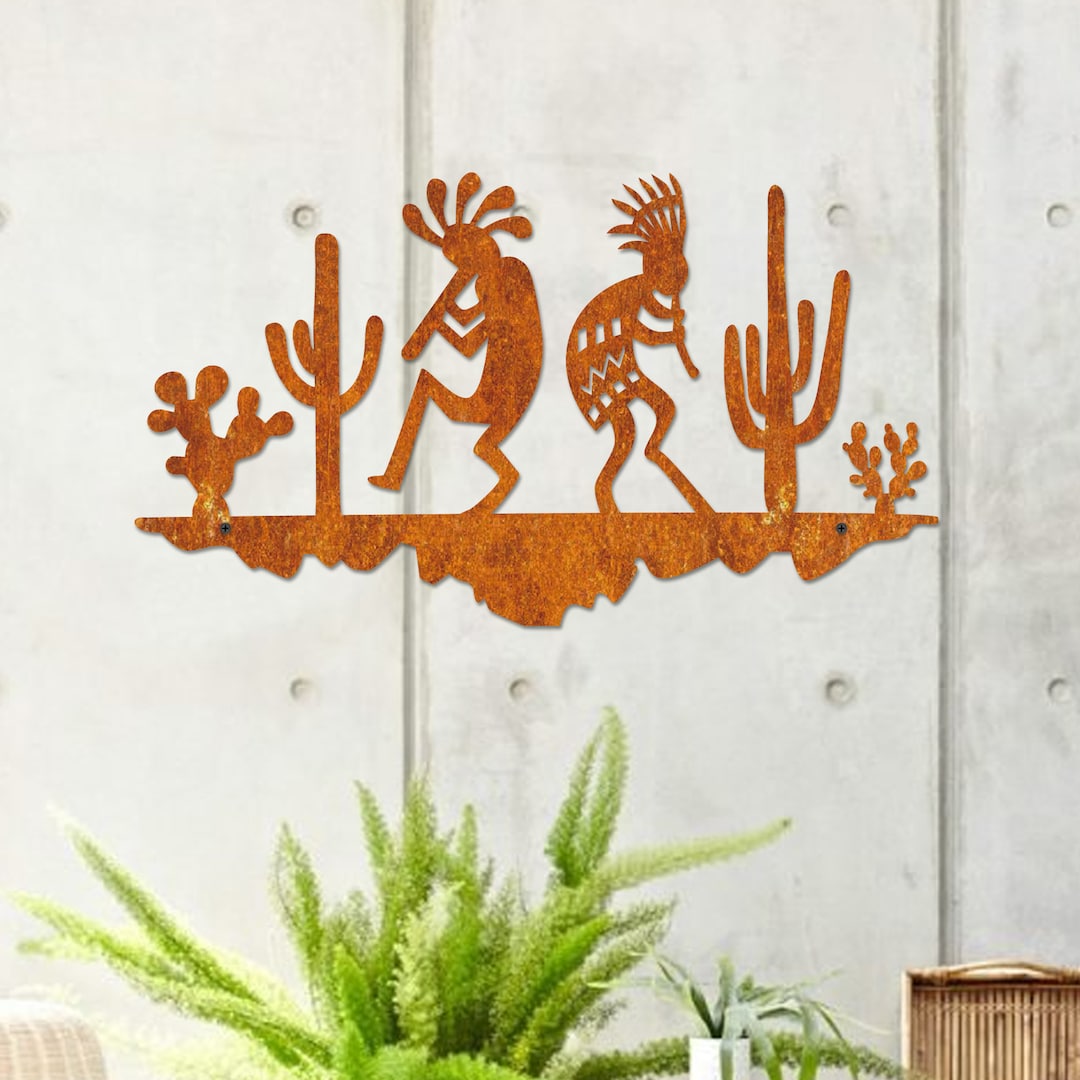Metal Kokopelli Parade Wall Art, Metal Wall Art Arizona Yard Decor ...