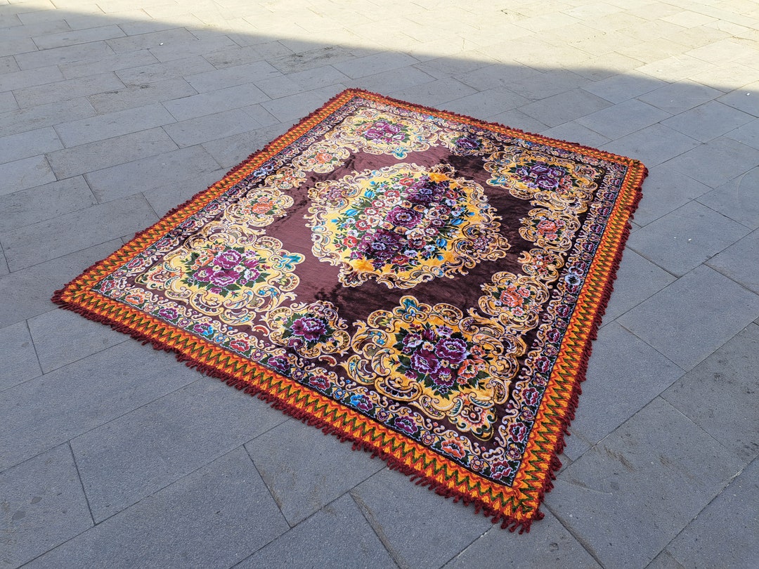 Turkish Velvet Rug, Wall Rug, Bedspread Rug, Home Decor Rug, Vintage ...