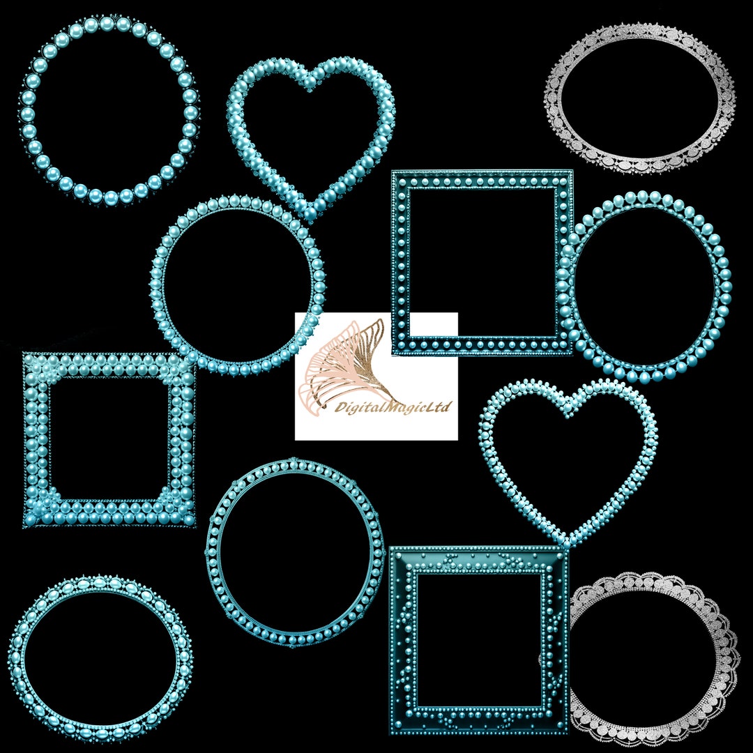 Turquoise Pearl Frame Clipart, Glitter Gems Clip Art, Jewel Clip Art ...