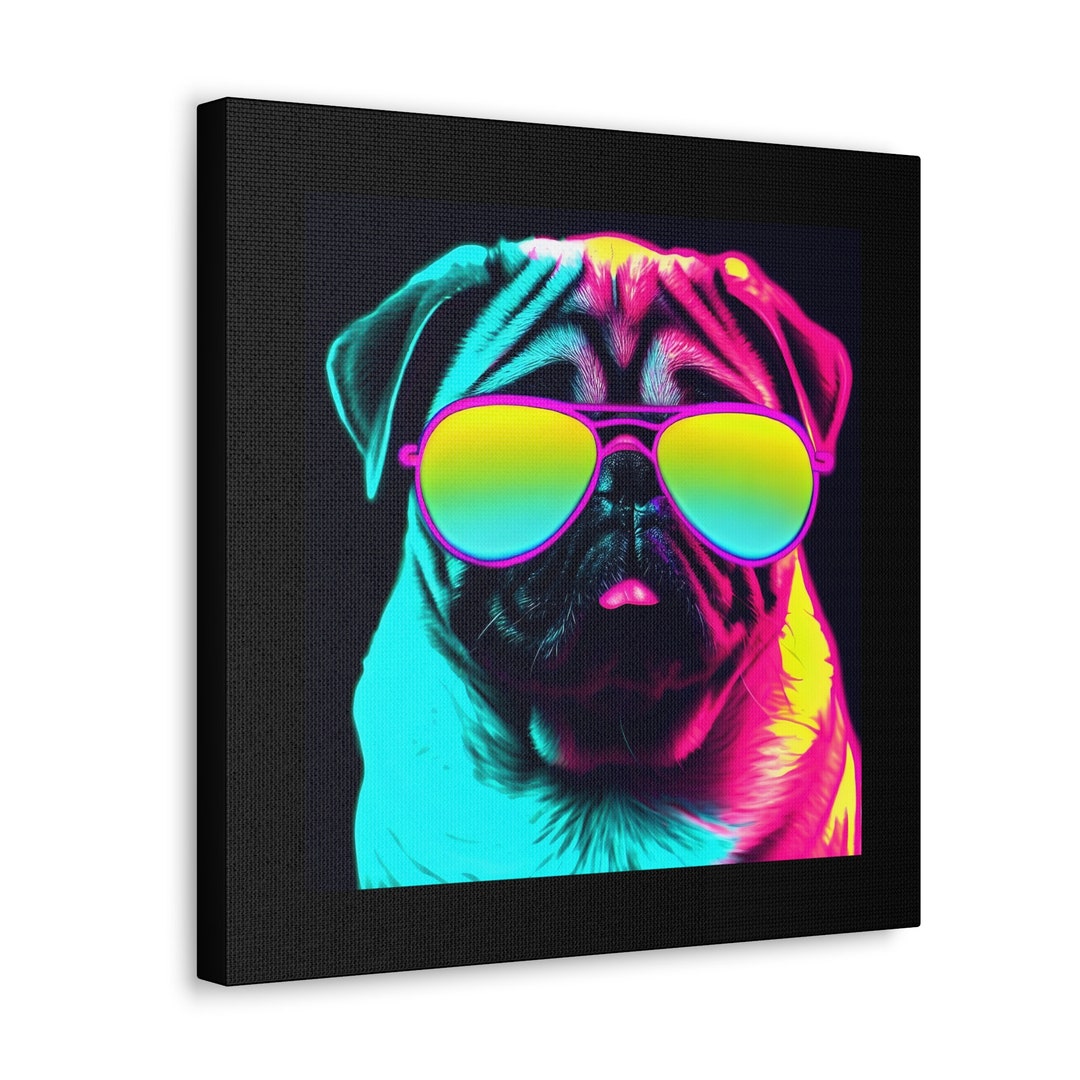 Neon Pug - Print - Etsy