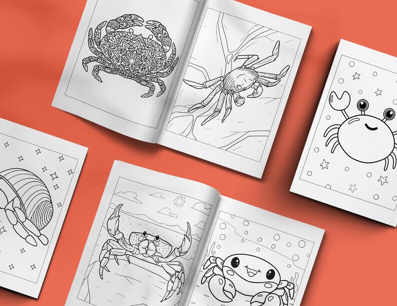 20 CRAB Printable Coloring Pages for Kids, Toddler Coloring Book ...