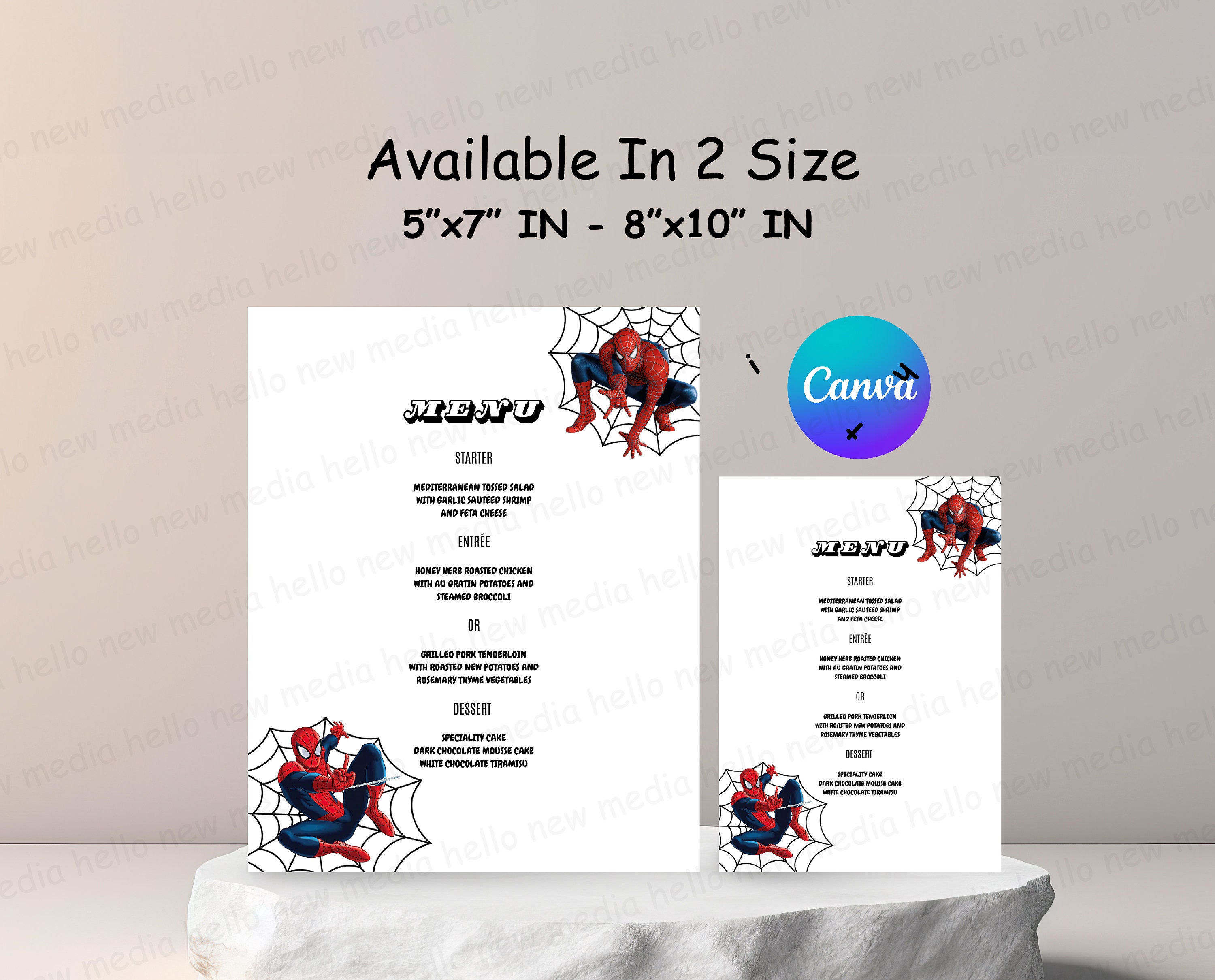 Editable Spiderman Birthday Party Menu Template, Spiderman Party ...