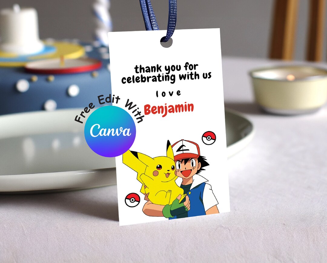 Printable Pokemon Favor Tags Cute Thank You Tags Pokemon Gift Tag Size ...