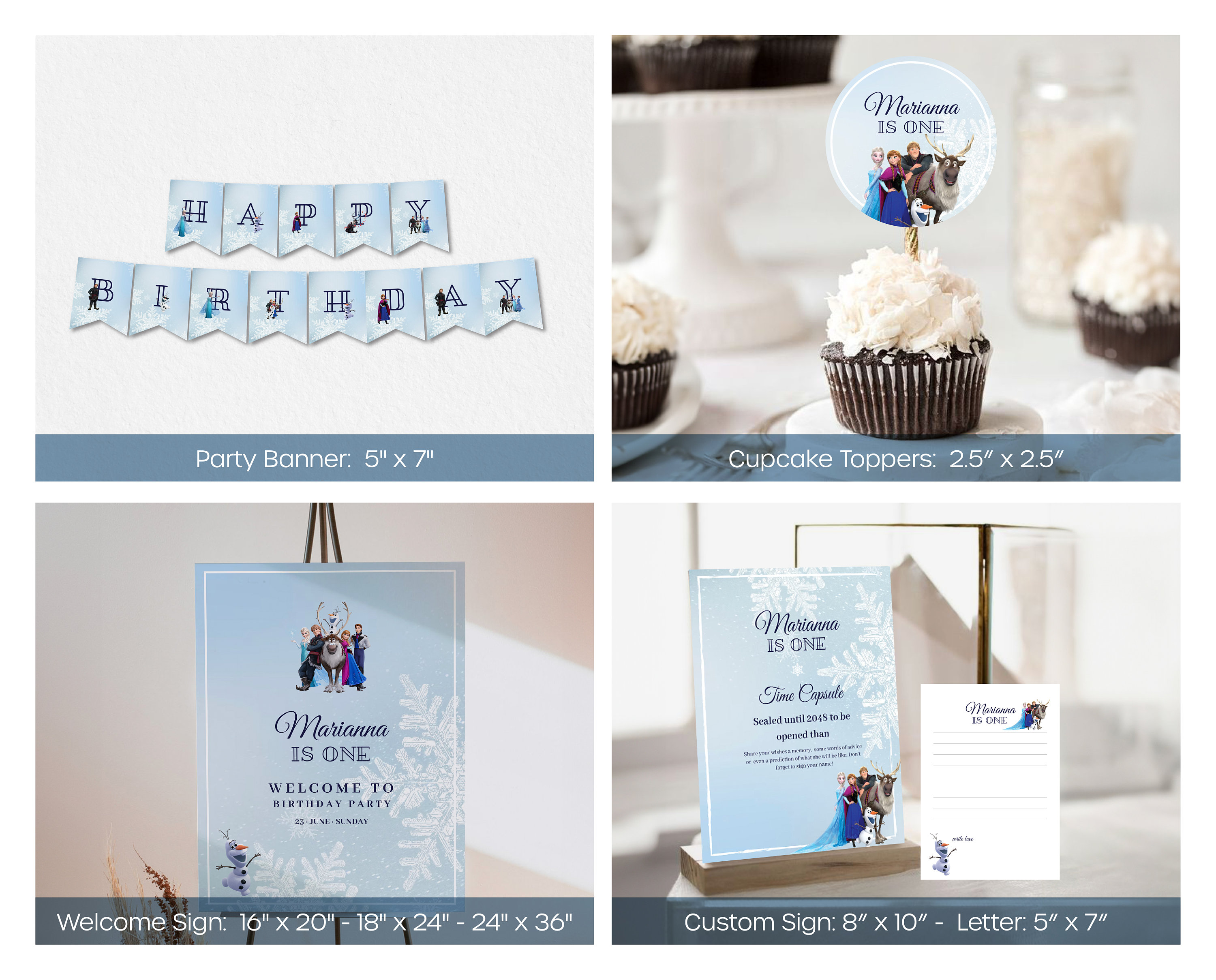 Frozen Birthday Invitation Bundle Customizable Elsa and Anna Party ...