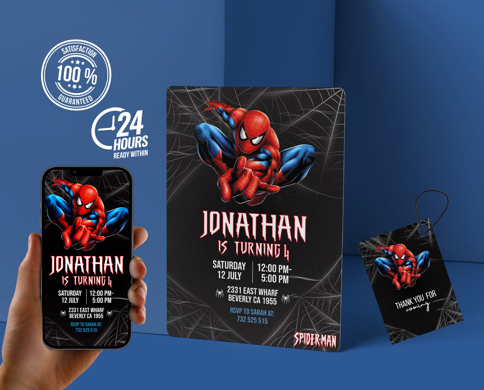 Spider-man Invitation, Spiderman Birthday Invitation Set, Kids Party ...