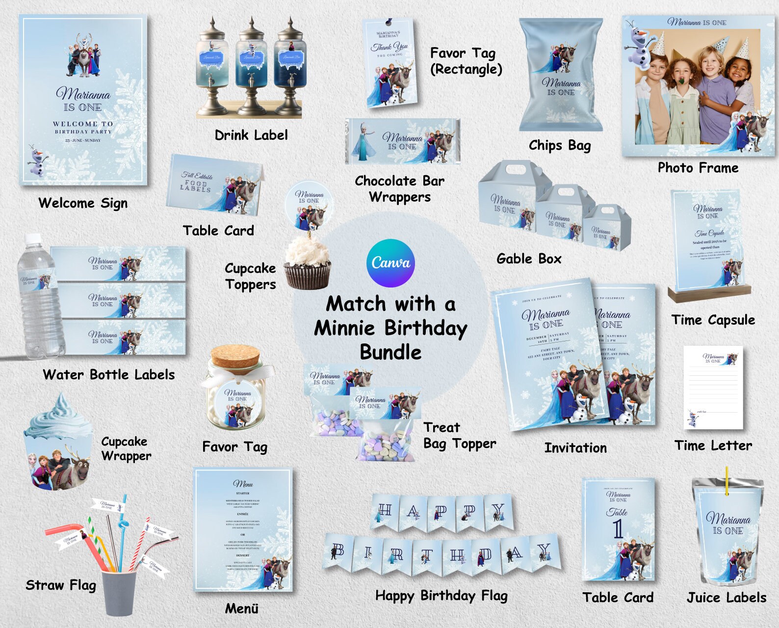 Frozen Elsa Anna Capri Sun Label, Customizable, Personalized Winter ...