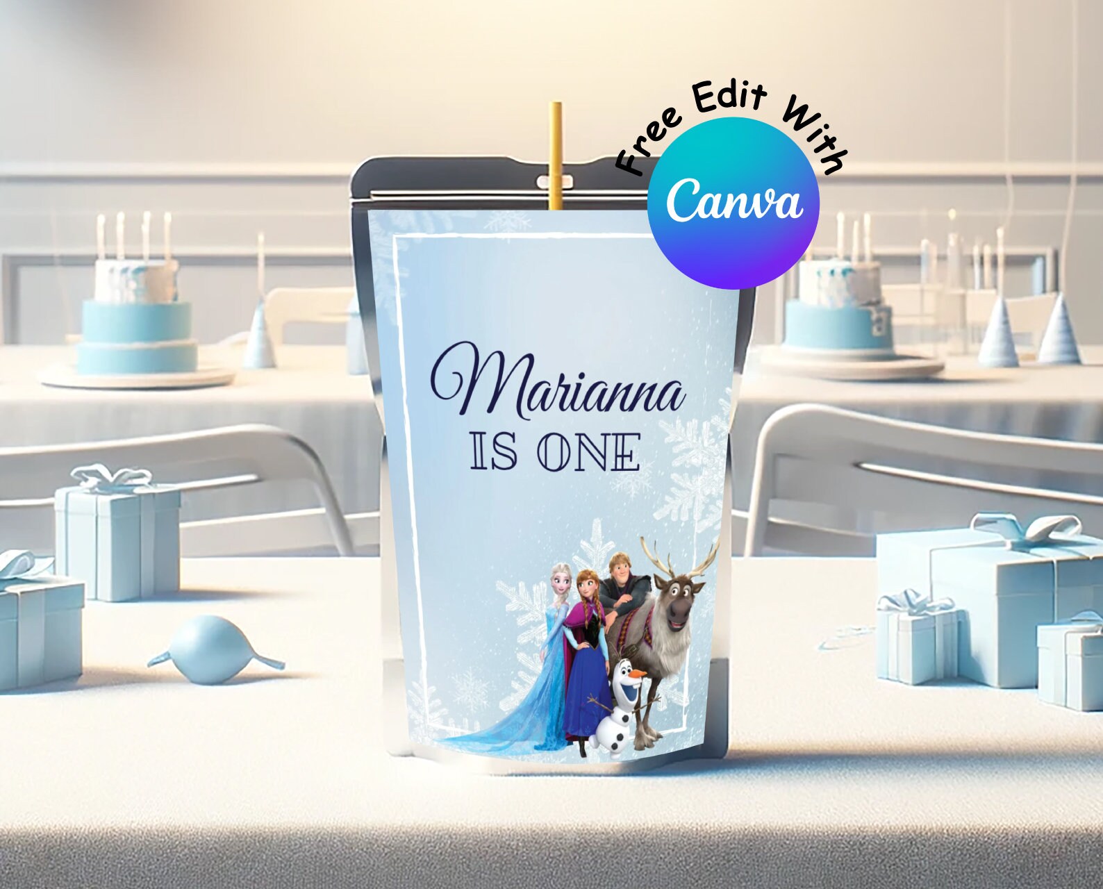 Frozen Elsa Anna Capri Sun Label, Customizable, Personalized Winter ...