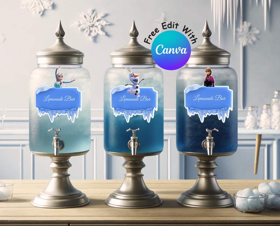 Printable Frozen Party Drink Label, Elsa Anna Beverage Label, Winter ...