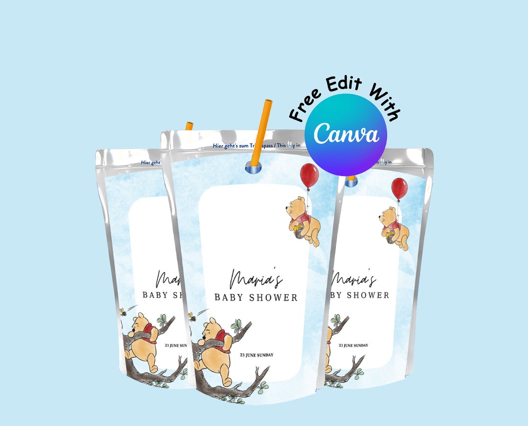 Capri Sun Template, Editable Winnie the Pooh Capri Sun Template, Juice ...