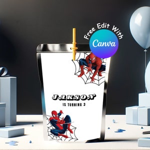 Spiderman Capri Sun Label , Customizable , Personalised Boy Birthday ...