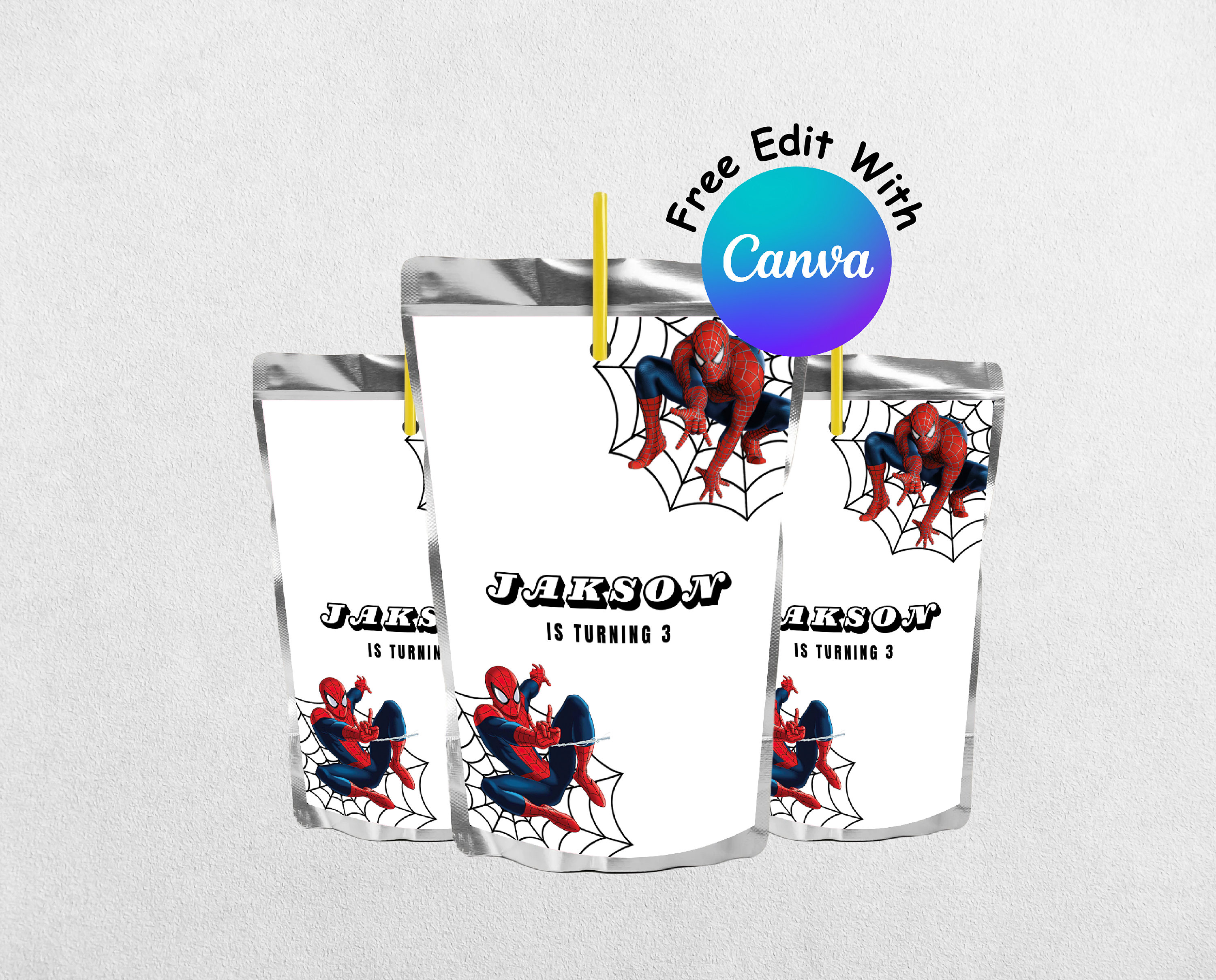 Spiderman Capri Sun Label , Customizable , Personalised Boy Birthday ...