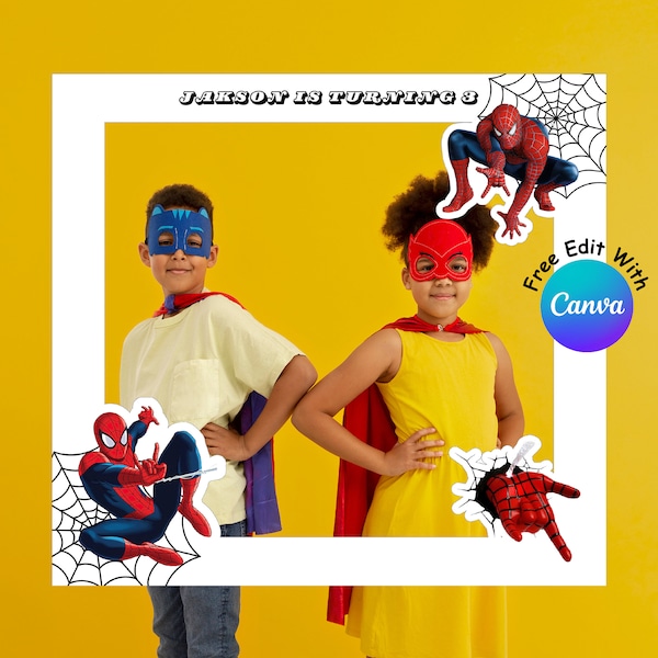Spiderman Themed Birthday Party Custom Photo Booth Frame Spider - Etsy