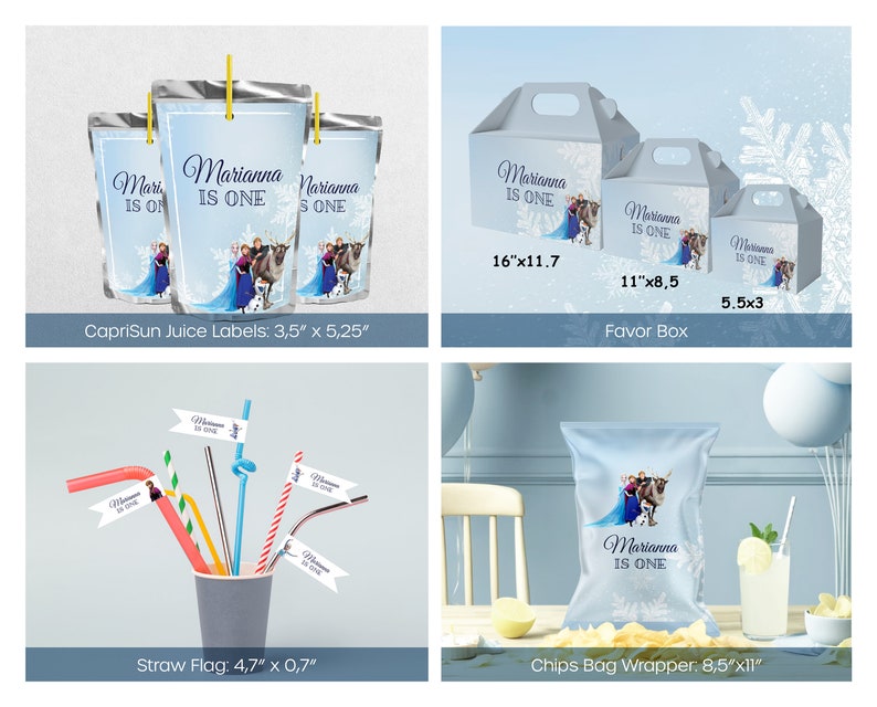Frozen Birthday Invitation Bundle Customizable Elsa and Anna Party ...