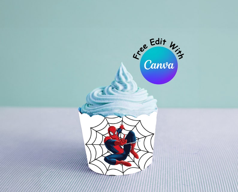 Spiderman Custom Cupcake Wrappers, Personalized Cupcake Wrappers, Boy ...