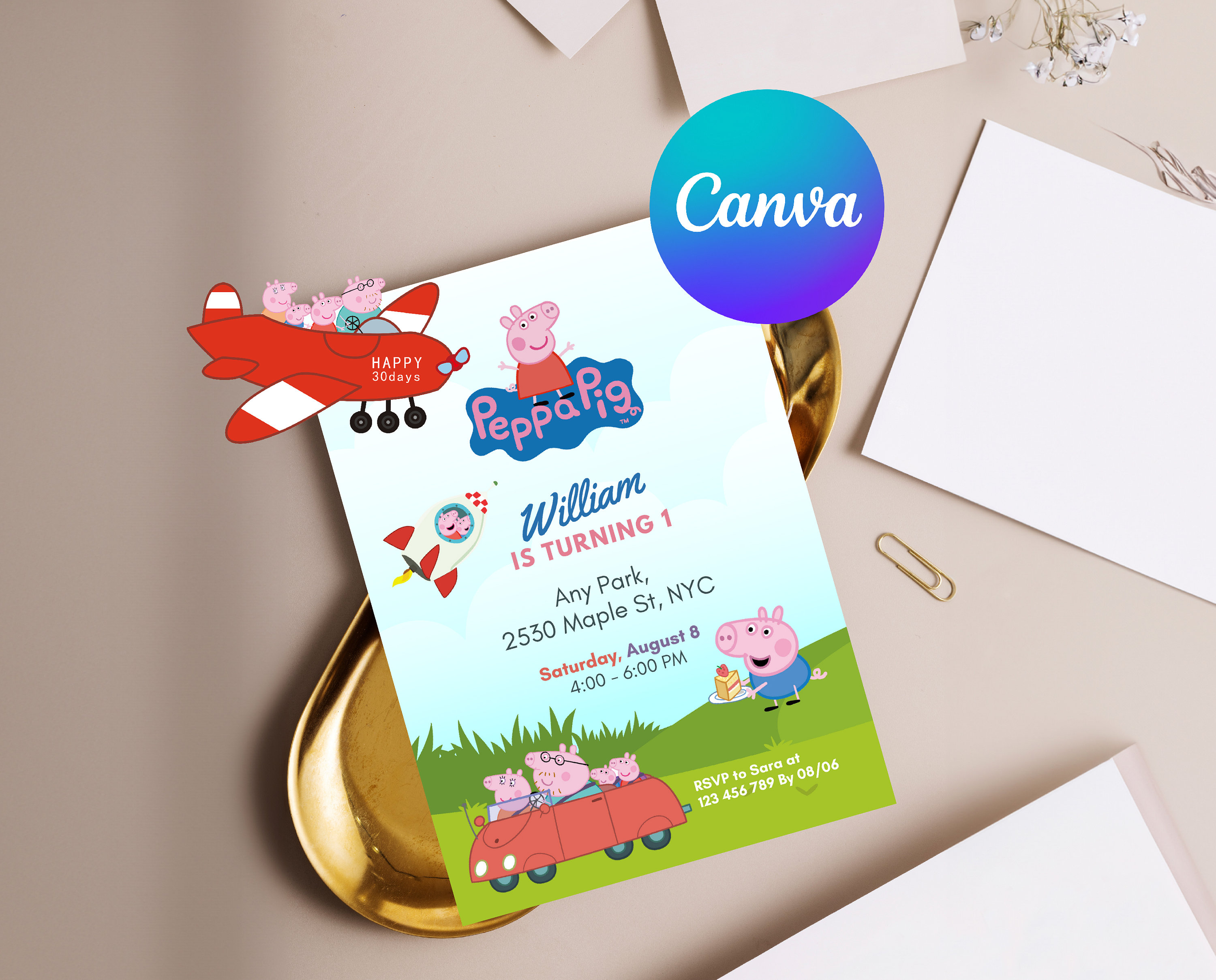 Peppa Pig Birthday Invitations I Peppa Pig Invitation I Peppa Pig Party ...