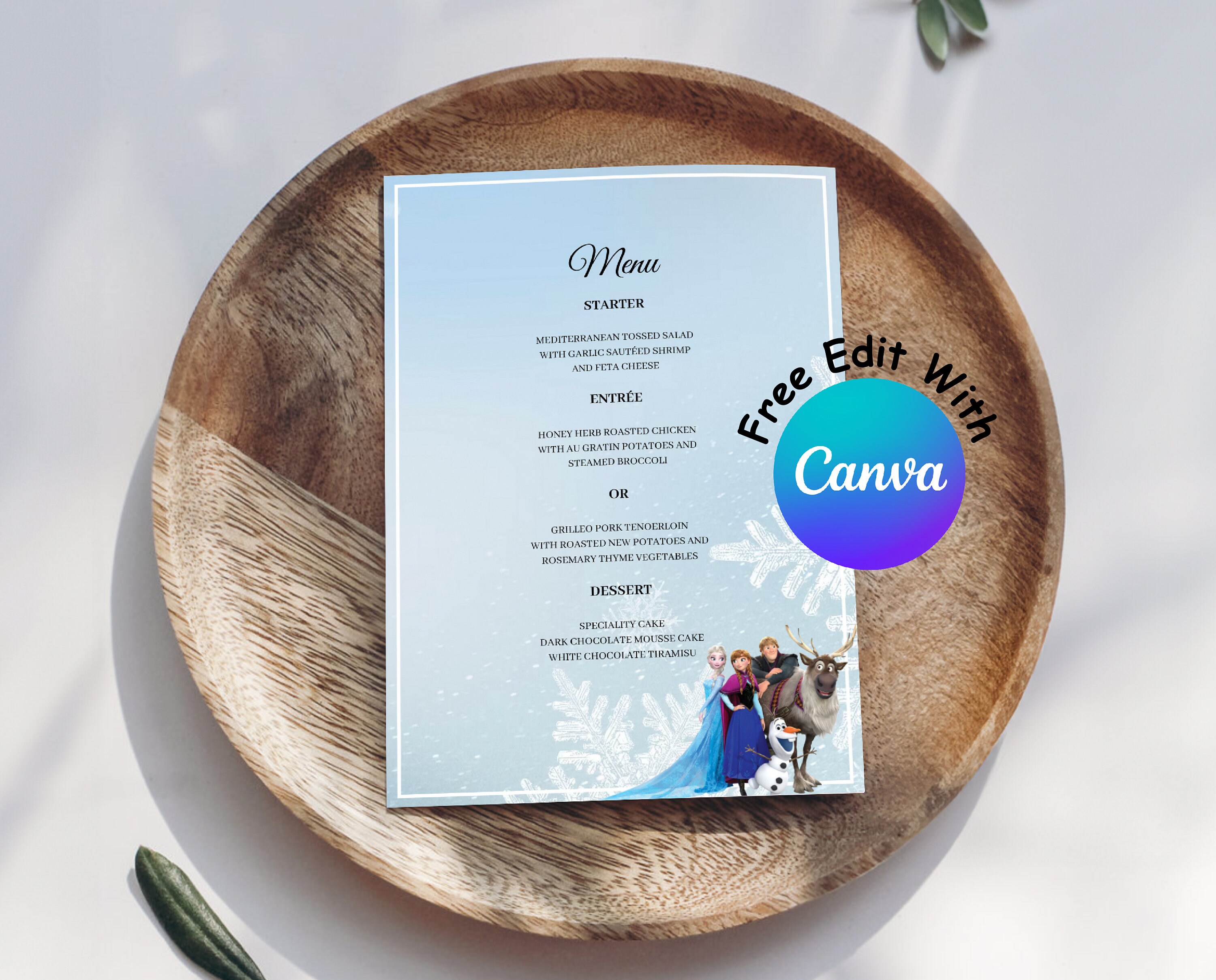 Editable Frozen Birthday Party Menu Template, Frozen Elsa Anna Party ...