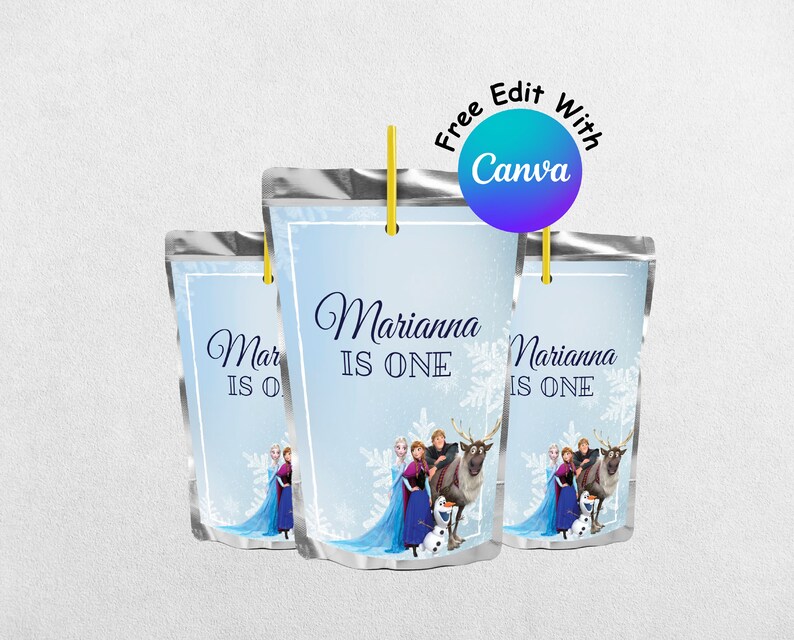 Frozen Elsa Anna Capri Sun Label, Customizable, Personalized Winter ...
