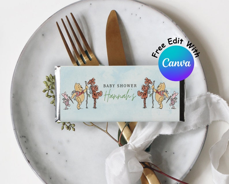 Classic Winnie the Pooh Baby Shower Hershey Bar Wrapper, Classic Winnie ...
