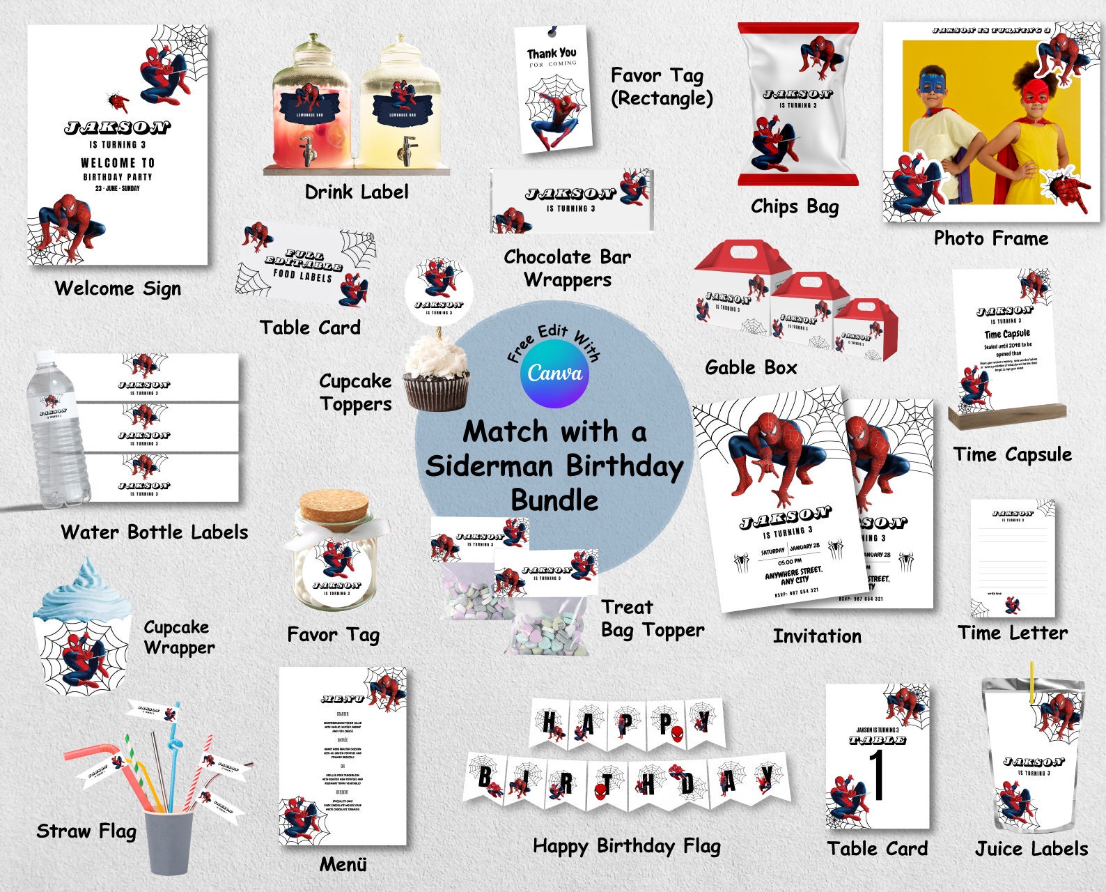 Spiderman Capri Sun Label , Customizable , Personalised Boy Birthday ...