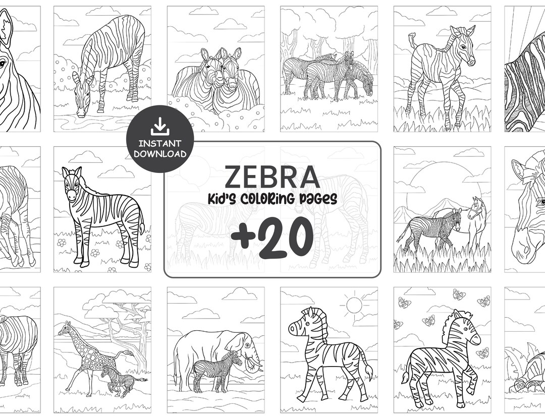 20 ZEBRA Printable Coloring Pages for Kids, Toddler Coloring Book ...