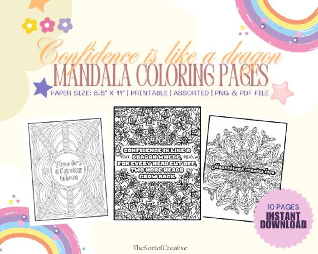 Mandala Affirmation Coloring Page for Adults, Introvert Page, Easy ...