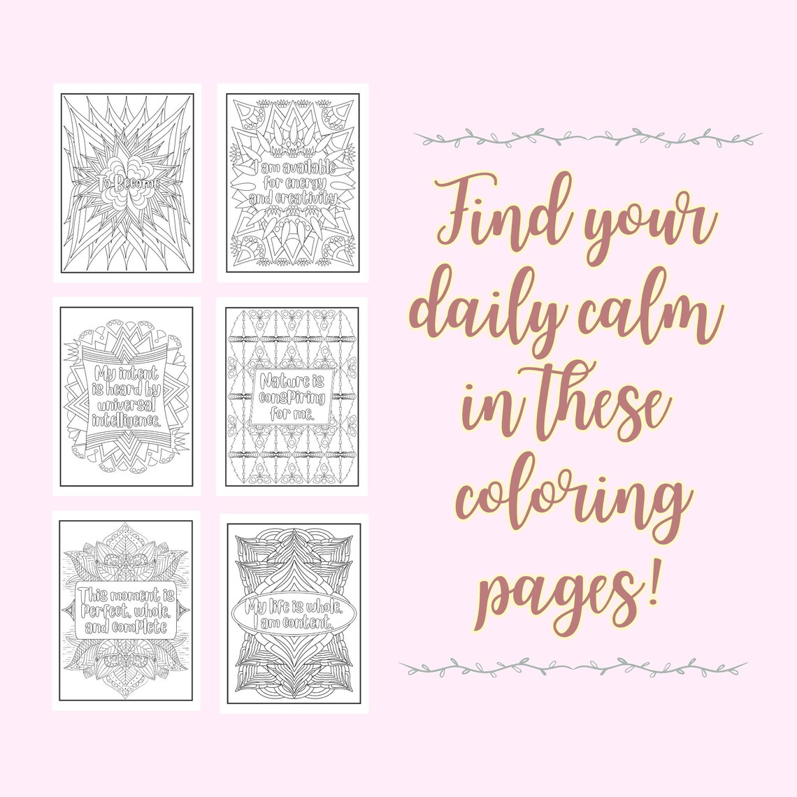 Law of Attraction Coloring Pages, Manifest Your Dreams With Positive ...