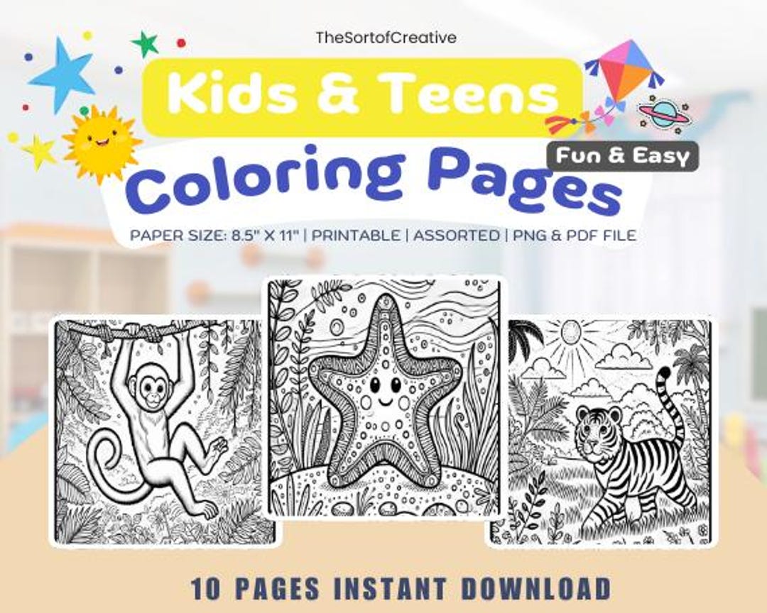 Simple Easy Coloring Pages for Tactile Activity, Printable Worksheet ...