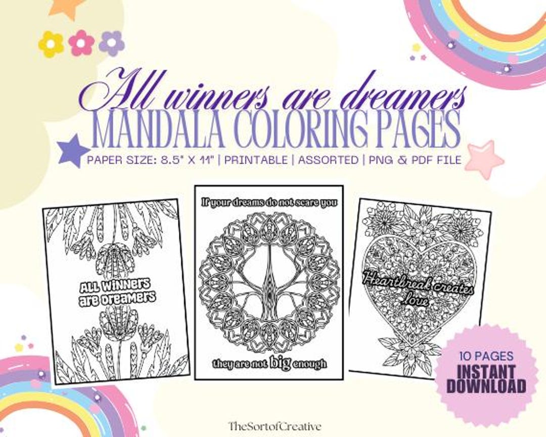 Mindful Mandala Art Coloring Page, Anxiety Relief, Mental Health ...