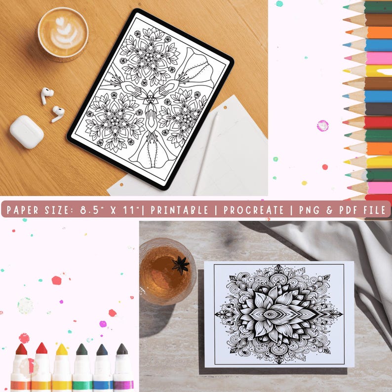 Therapeutic Mandala Designs for Coloring, Anxiety Relief Coloring ...