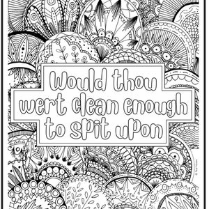 10 Shakespeare Insult Coloring Pages for Adults to Color. Express the ...