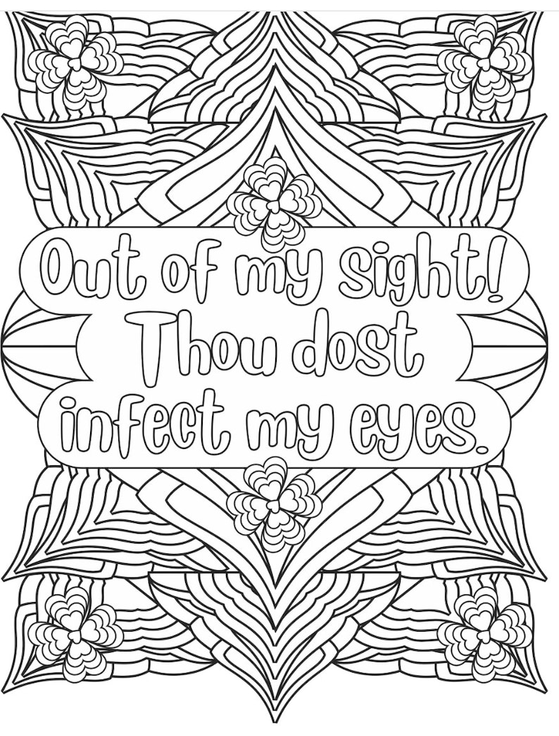 10 Shakespeare Insult Coloring Pages for Adults to Color. Express the ...