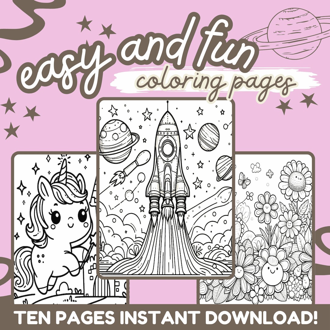 Relaxing Coloring Pages Kids 2025, Easy Printable Activity for Screen ...