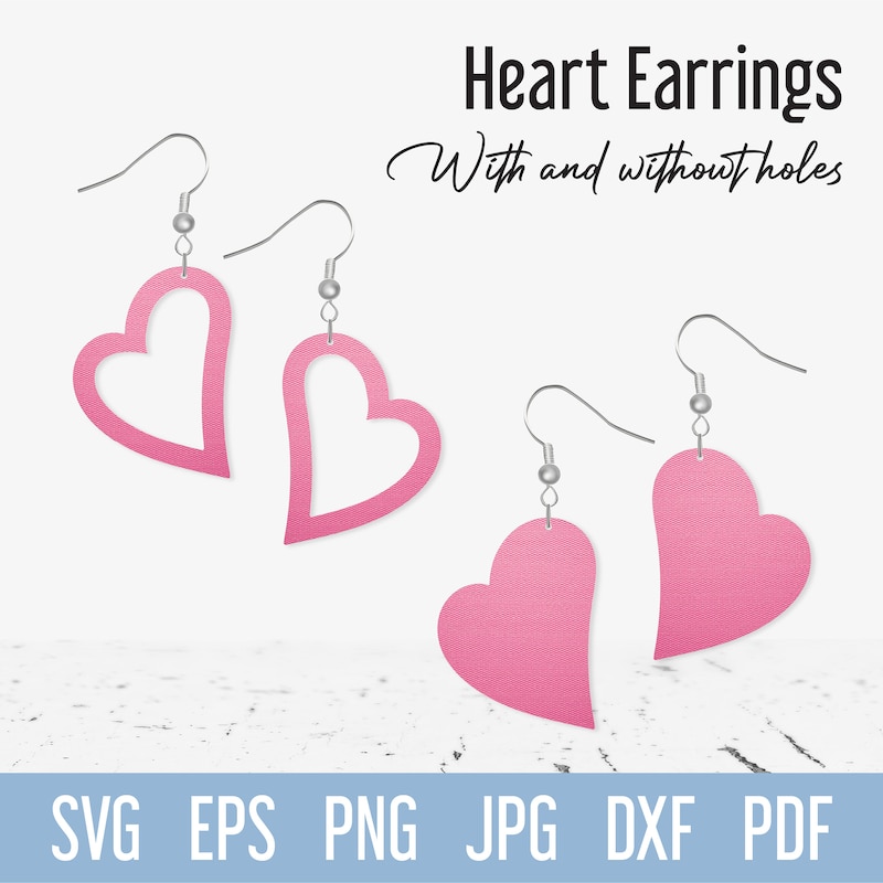 Heart Earrings Svg - Etsy
