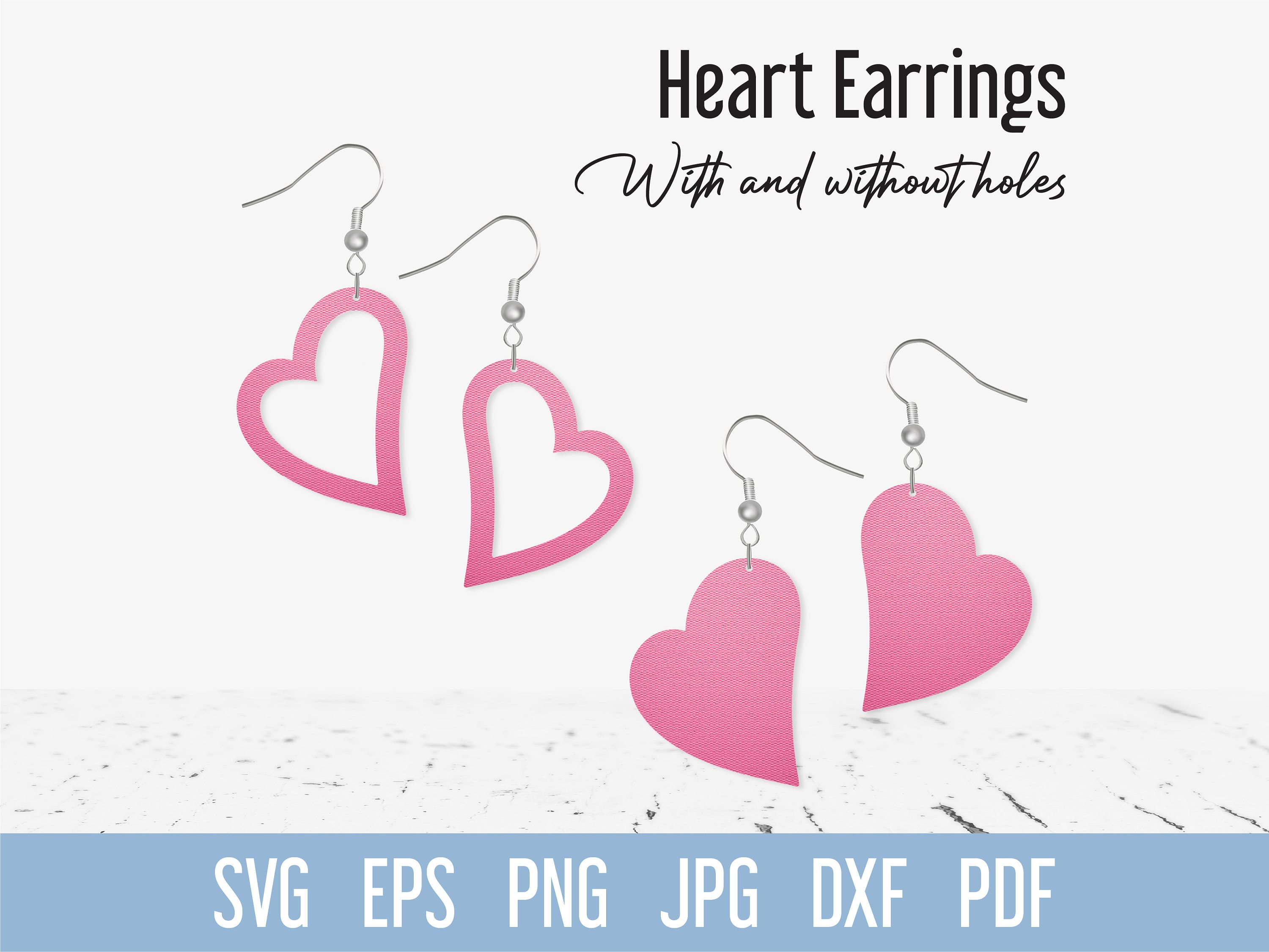 Heart Earring SVG Cut File, Valentine Day Faux Leather Earrings Svg ...
