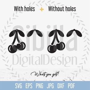 Cherry Earring SVG Digital File, Fruit Faux Leather Earrings Svg, Cute ...