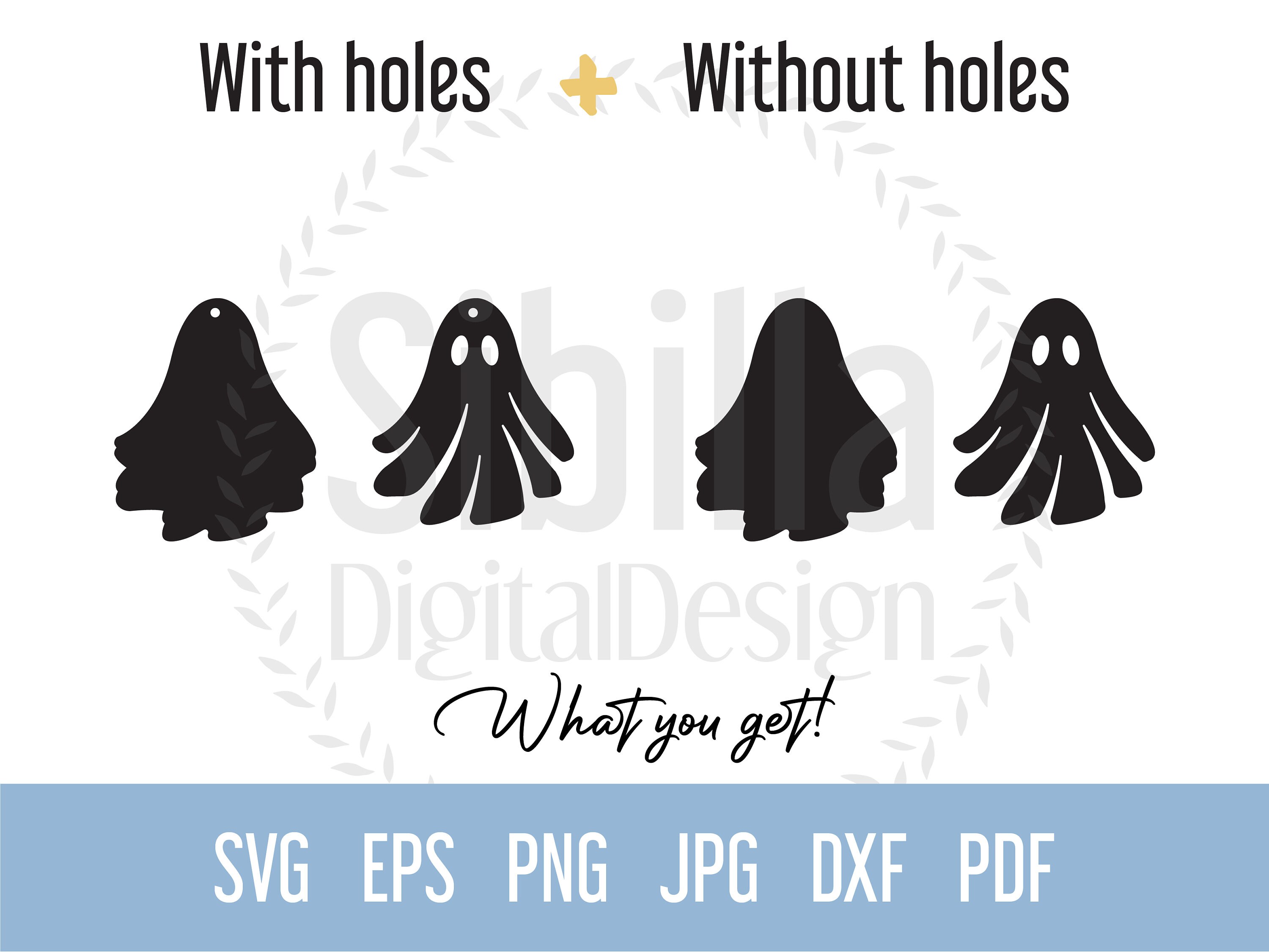 Cute Ghost Earring SVG Template, Layered Faux Leather Earring SVG for ...