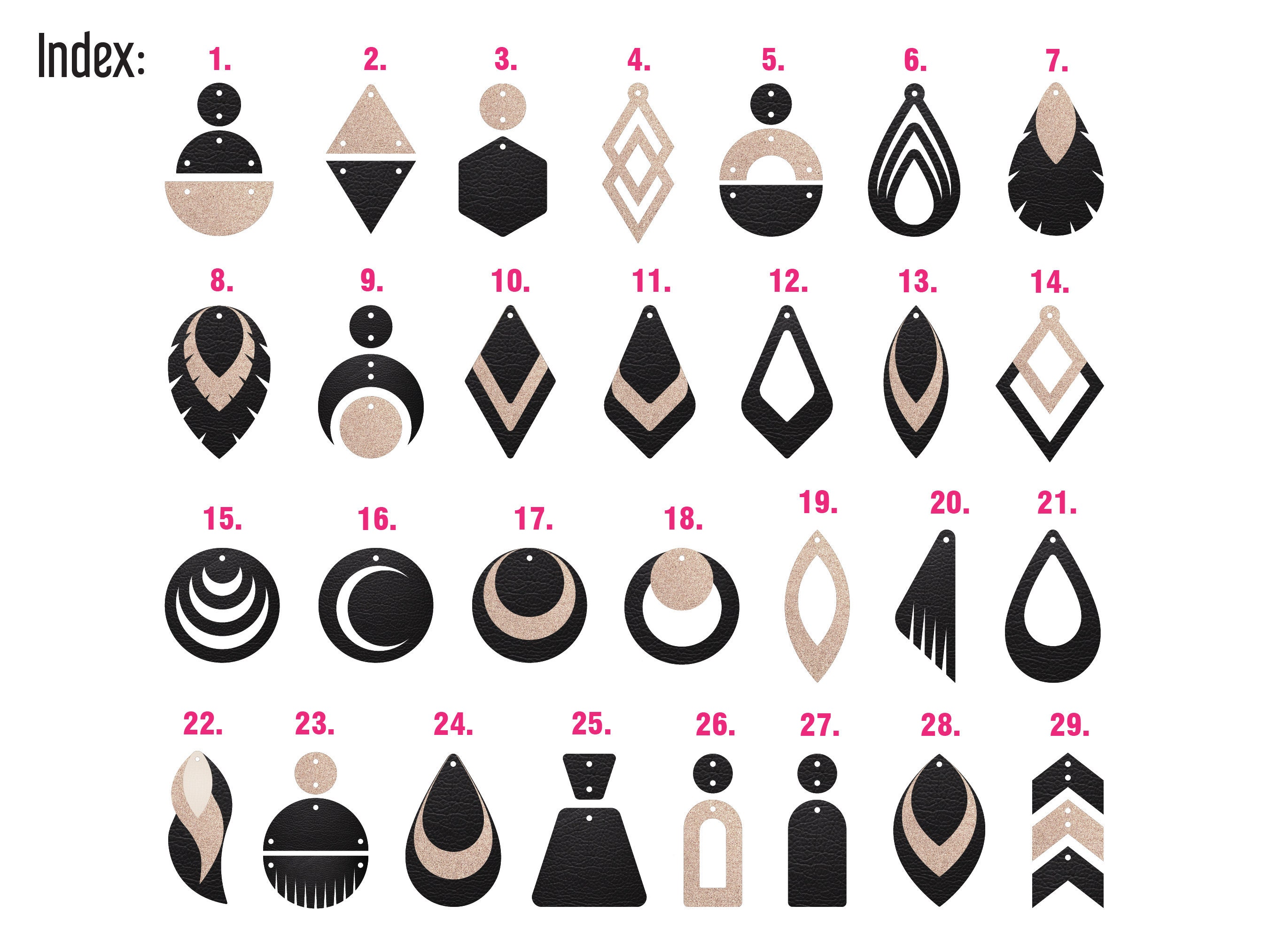 Leather Earring Svg Bundle, Basic Shapes Faux Leather Earrings Svg ...