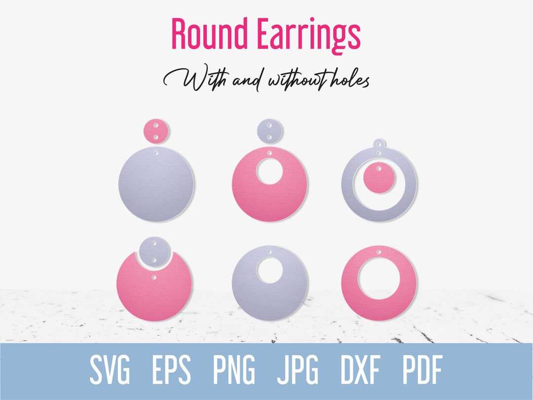 Circle Earring Svg Template, Dangle Round Faux Leather Earring Svg ...