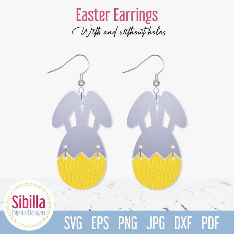 Easter Bunny Earring SVG, Bunny Ears With Broken Egg Jewelry Template ...
