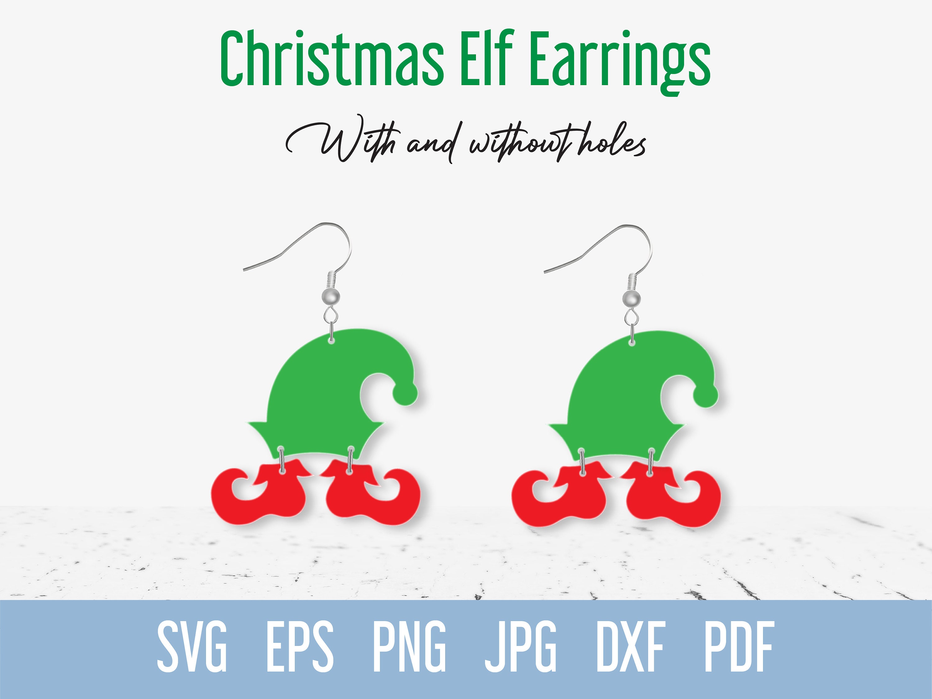 Christmas Elf Earring SVG, Elf Hat With Shoes Dangle Faux Leather ...